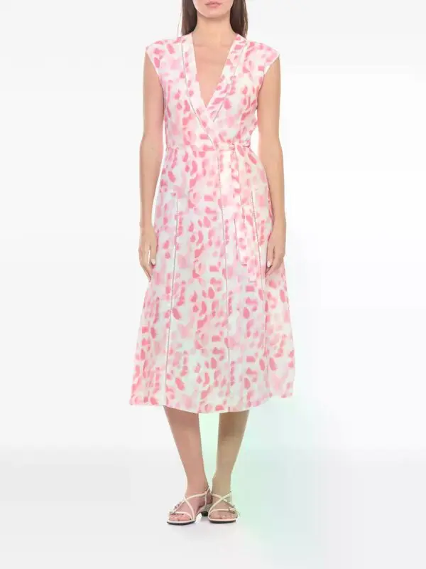 120% Lino Abstract Print Wrap Dress