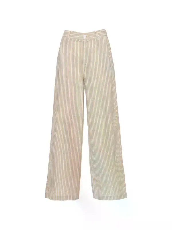 120% Lino Vertical Stripe Wide Leg Trousers