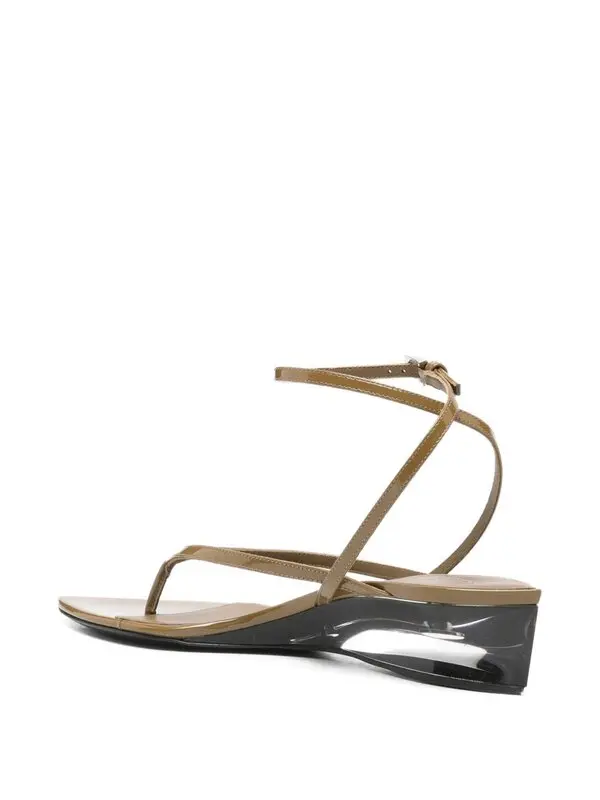 Alaïa Patent Leather Thong Sandals With Transparent Wedge