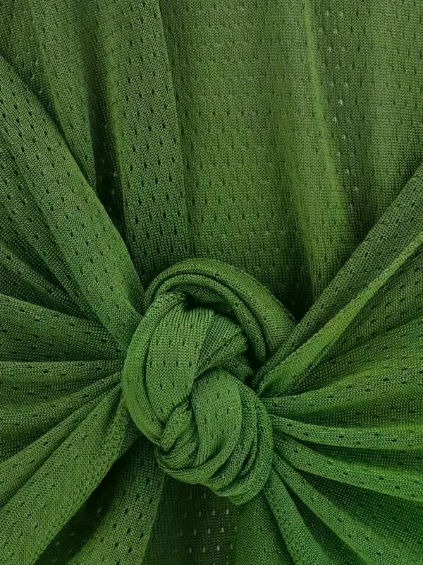 Attico V-neck Knot Detail Mini Dress - Green