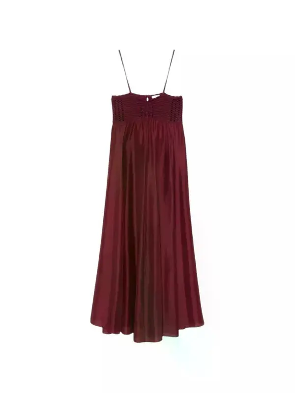 FORTE_FORTE Crochet-knit Silk-satin Dress