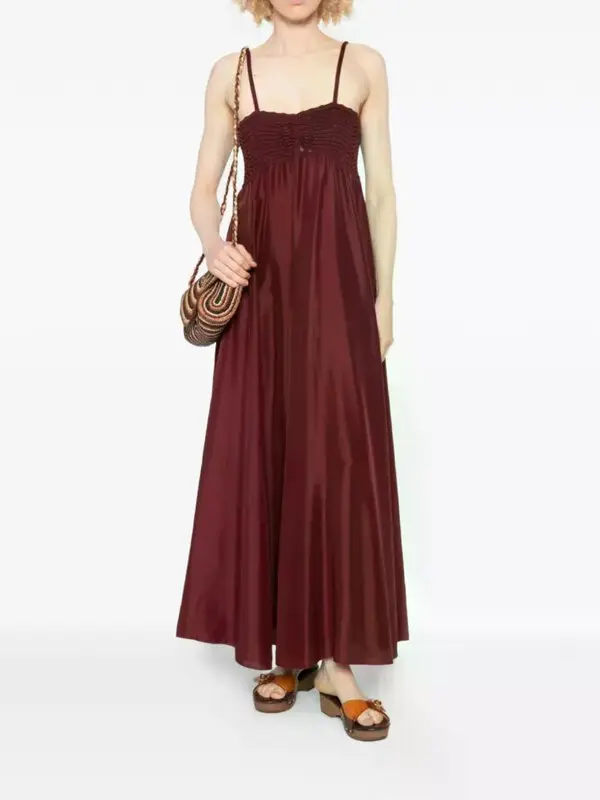 FORTE_FORTE Crochet-knit Silk-satin Dress