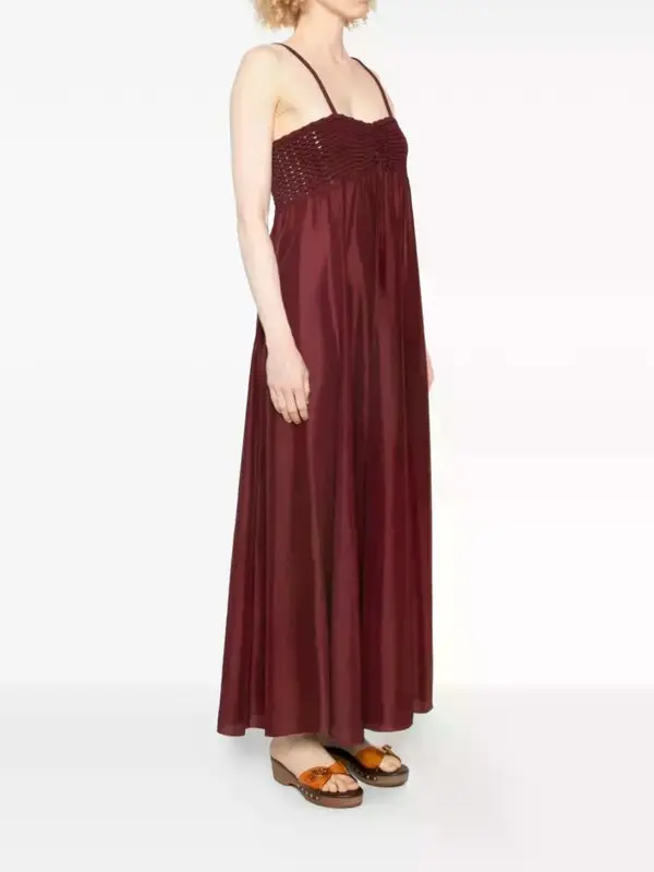 FORTE_FORTE Crochet-knit Silk-satin Dress