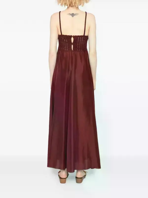 FORTE_FORTE Crochet-knit Silk-satin Dress