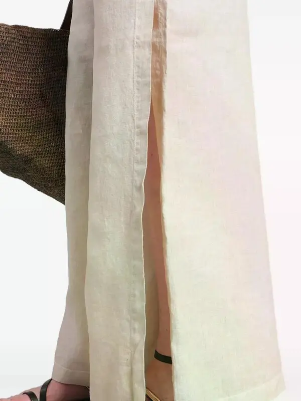 120% Lino Elasticated Waist Side Slit Palazzo Pants