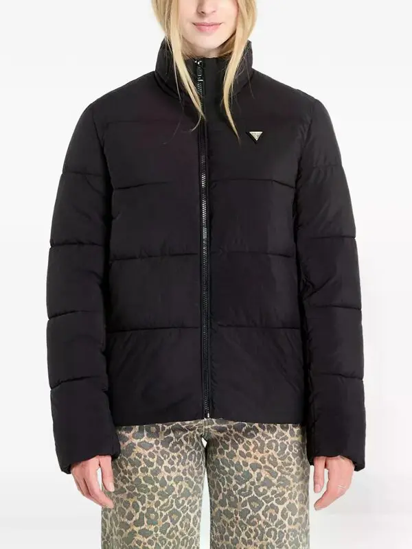 Guess Quilted Logo-plaque Jacket - Black
