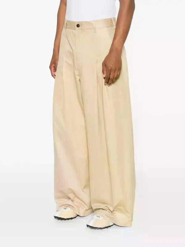 Comme Des Garçons Beige Pleated Wide-leg Trousers - Neutrals
