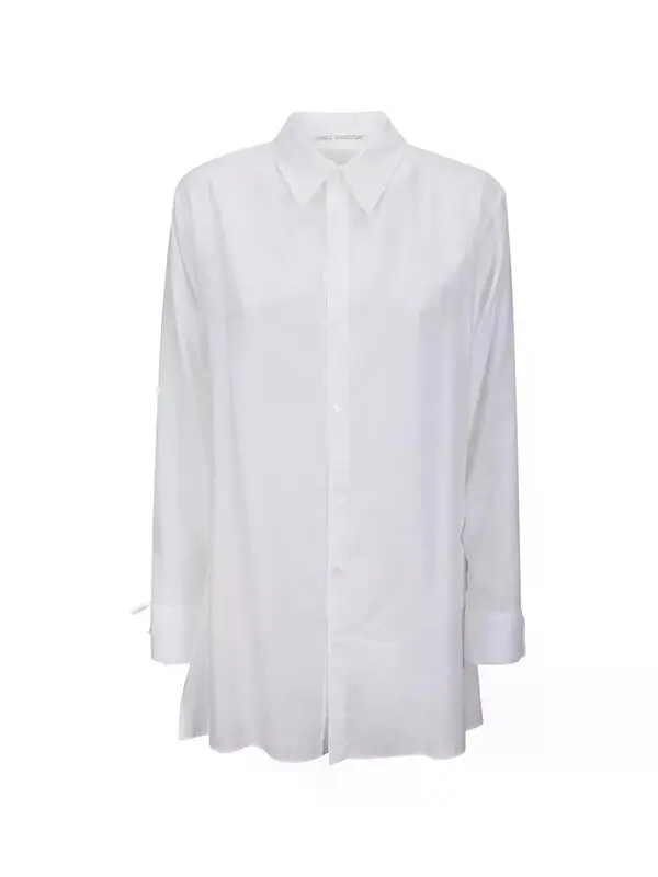 Yohji Yamamoto Spread Collar Shirt With String Ties - White