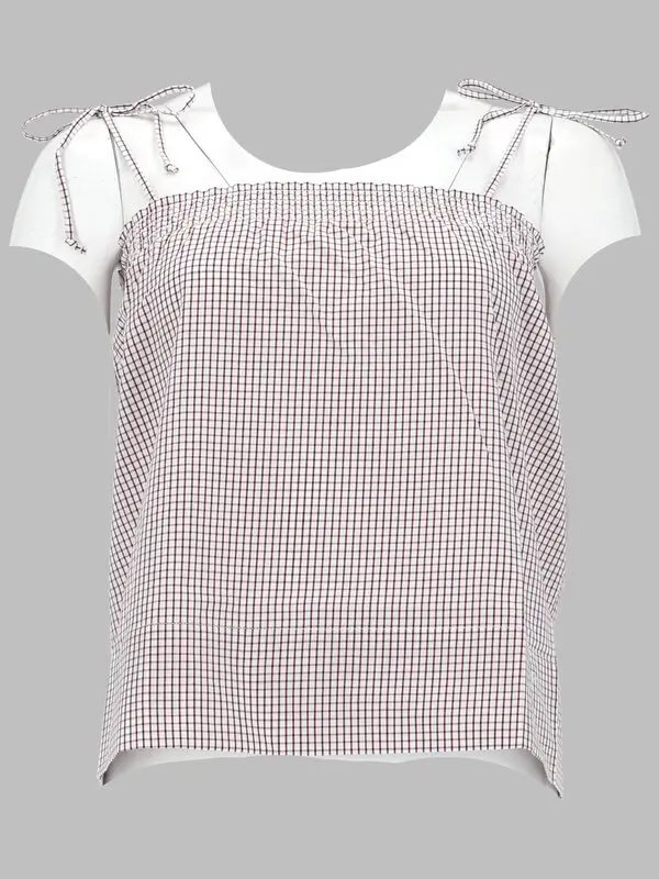 A.p.c. Cleo' Top With Checkered Pattern And Tie Details