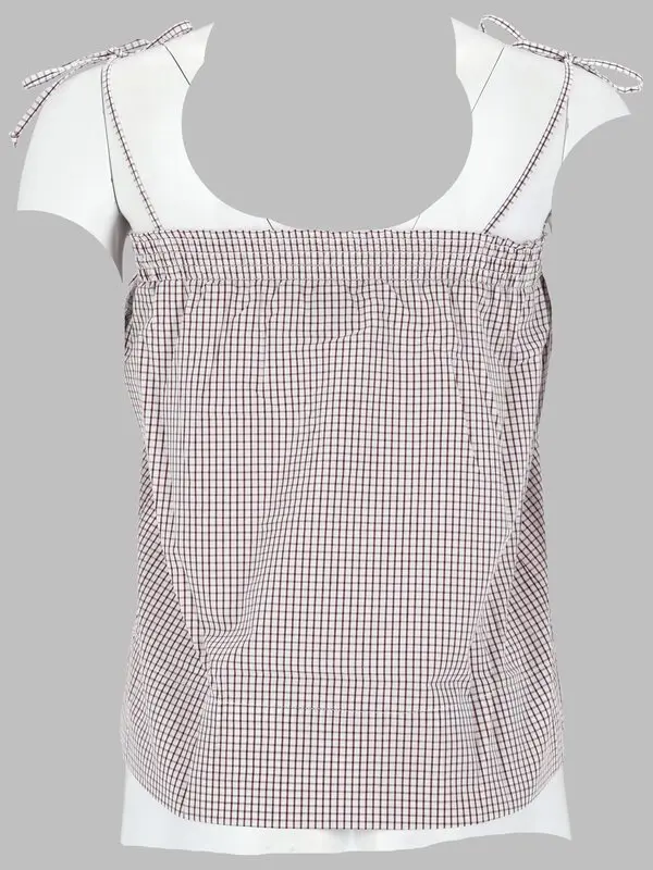 A.p.c. Cleo' Top With Checkered Pattern And Tie Details