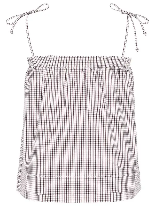 A.p.c. Cleo' Top With Checkered Pattern And Tie Details