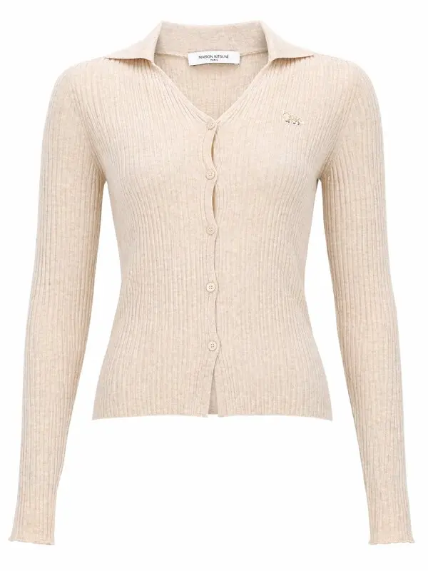 Maison Kitsuné Cardigan With Lapel Neck And Logo Detail