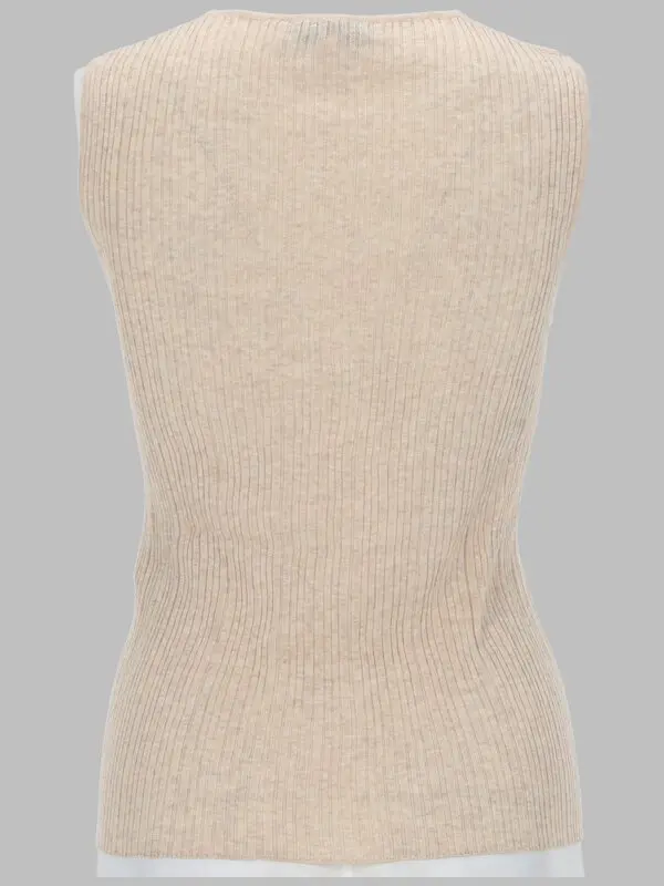 Maison Kitsuné Ribbed Knit Top With Baby Fox Appliqu