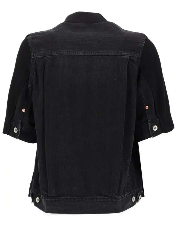 Sacai Cardigan In Denim And Knit
