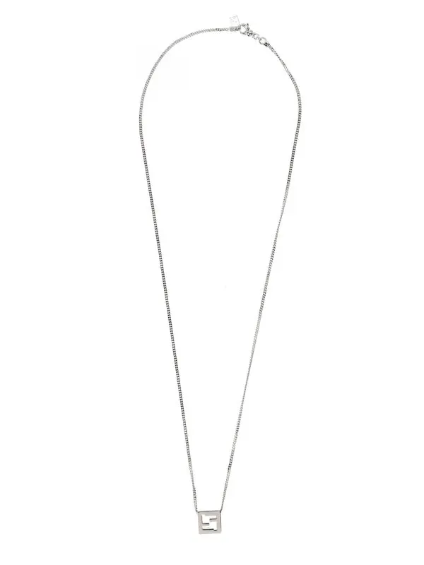 Fendi Ff Logo Pendant Necklace - Silver