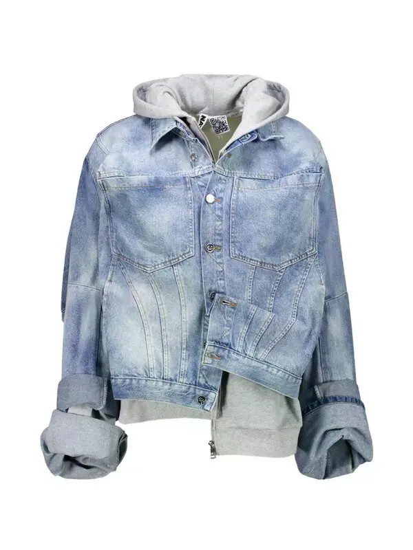 Natasha Zinko Multi-layered Hooded Denim Jacket