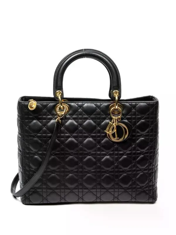 Dior Lady Large Leather Tote Bag - Black