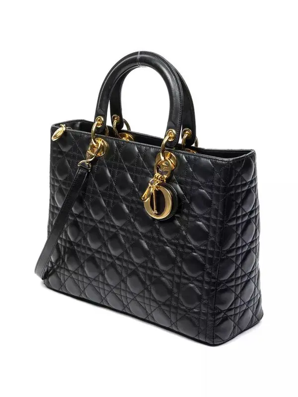 Dior Lady Large Leather Tote Bag - Black