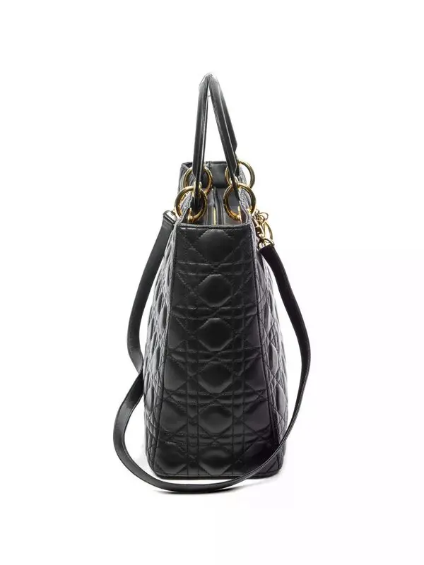 Dior Lady Large Leather Tote Bag - Black