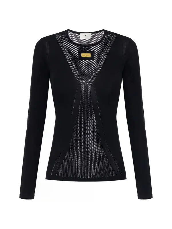 Elisabetta Franchi Open-knit Crewneck Long-sleeve T-shirt