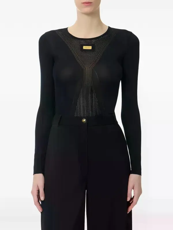 Elisabetta Franchi Open-knit Crewneck Long-sleeve T-shirt