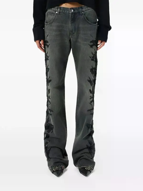 Blumarine Zebra Embroidered Jeans - Black