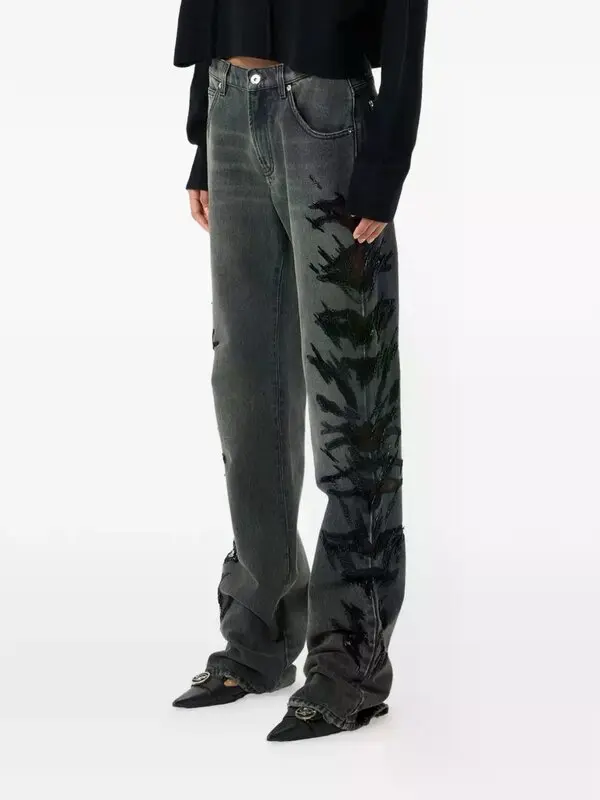 Blumarine Zebra Embroidered Jeans - Black