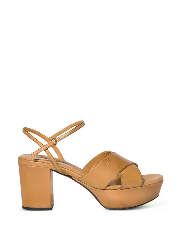 Miu Miu Leather Platform Sandals