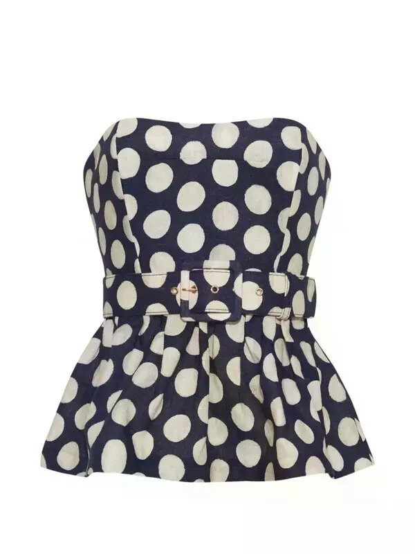 Cara Cara Tilda Strapless Peplum Top - Blue