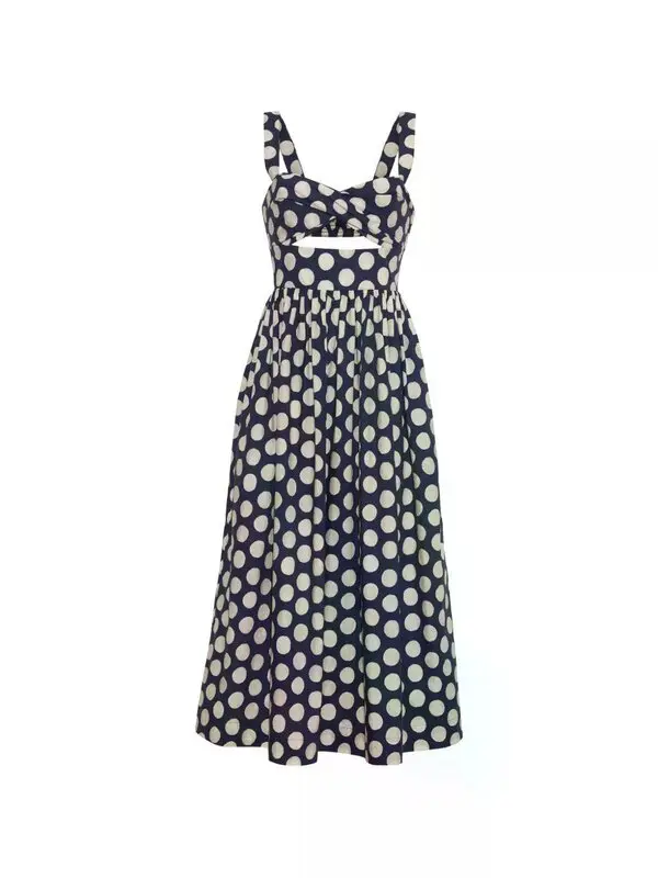 Cara Cara Clover Polka-dot Midi Dress - Blue