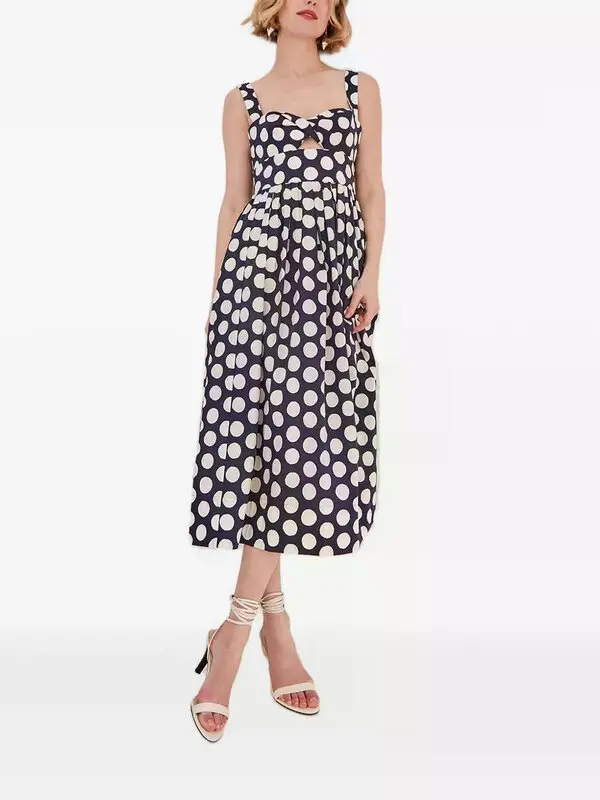 Cara Cara Clover Polka-dot Midi Dress - Blue