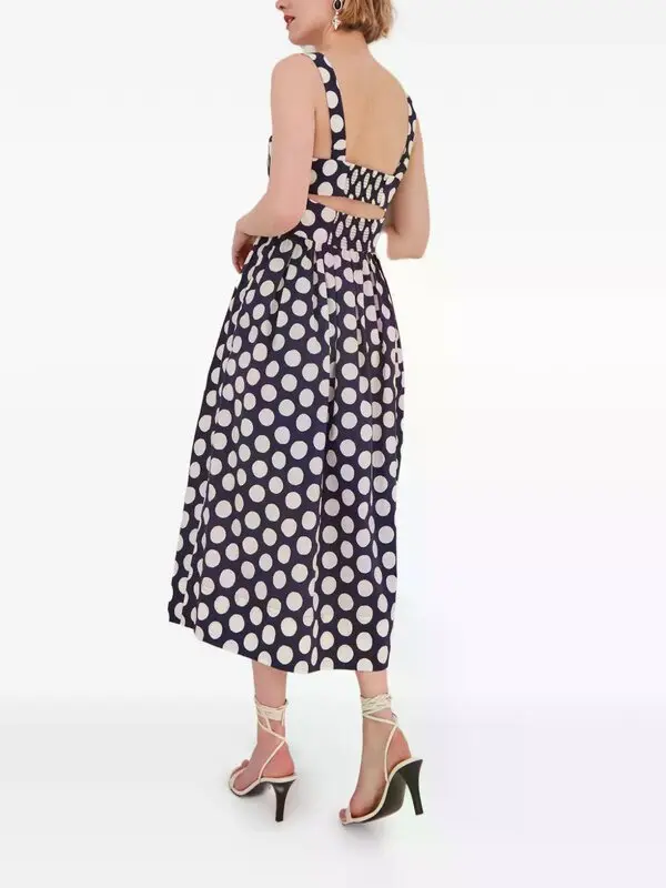 Cara Cara Clover Polka-dot Midi Dress - Blue
