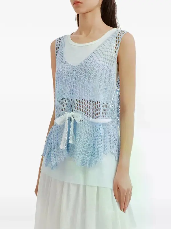 B+AB Crochet-knit Layered Cotton Top