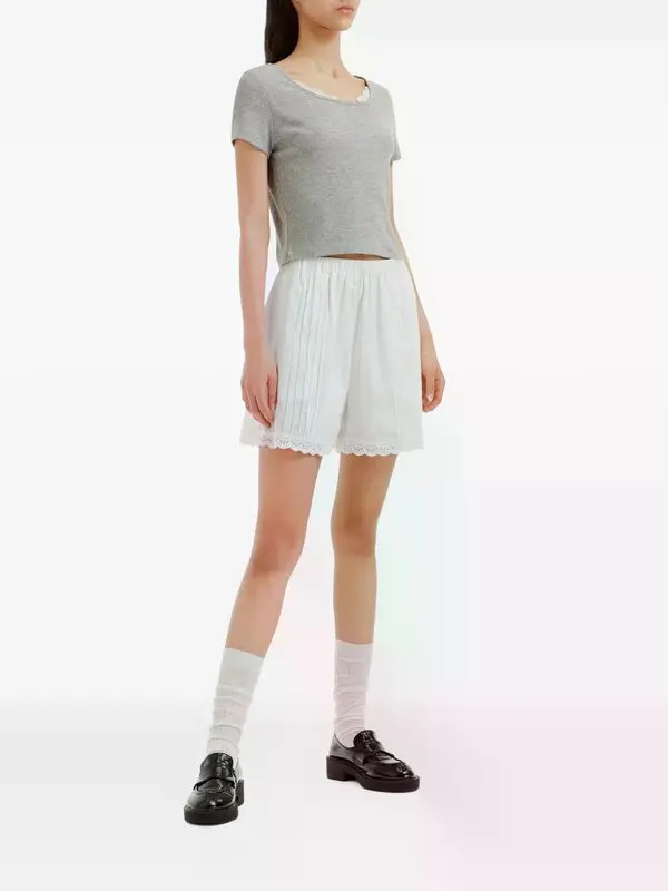 TOUT A COUP Lace-trim Ribbed T-shirt