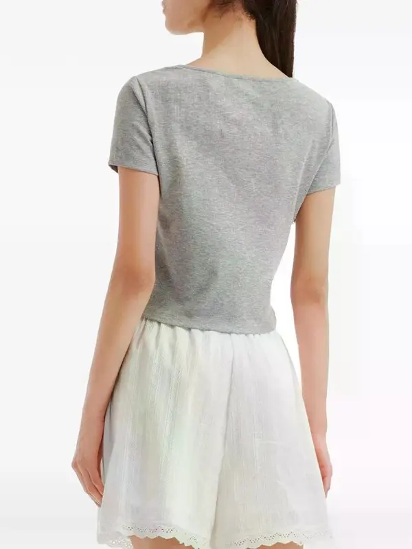 TOUT A COUP Lace-trim Ribbed T-shirt