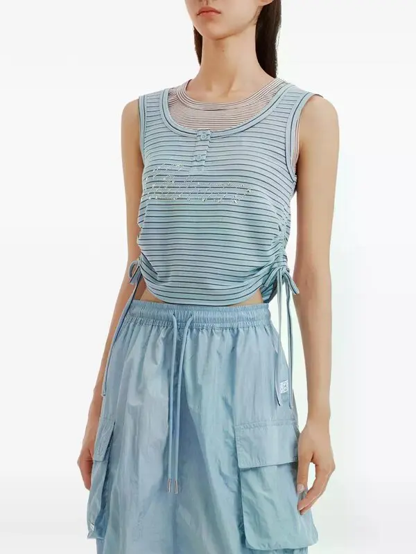MINI CREAM Striped Drawstring Tank Top