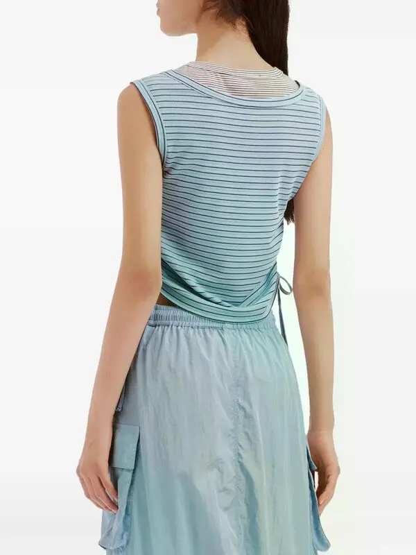 MINI CREAM Striped Drawstring Tank Top