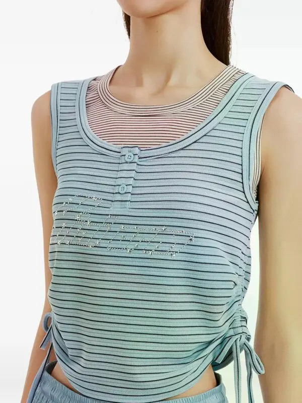 MINI CREAM Striped Drawstring Tank Top