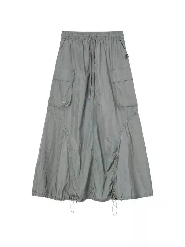 MINI CREAM Drawstring-hem Cargo Maxi Skirt
