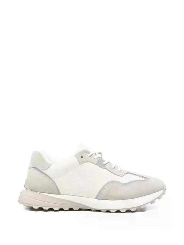 SERGIO MORETTI FIRENZE Perforated Suede-panel Sneakers - Grey