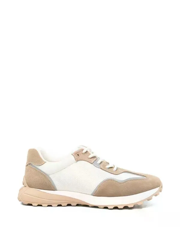 SERGIO MORETTI FIRENZE Perforated Suede Panel Sneakers - Neutrals
