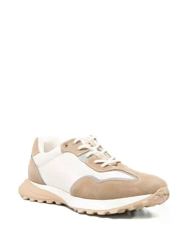 SERGIO MORETTI FIRENZE Perforated Suede Panel Sneakers - Neutrals