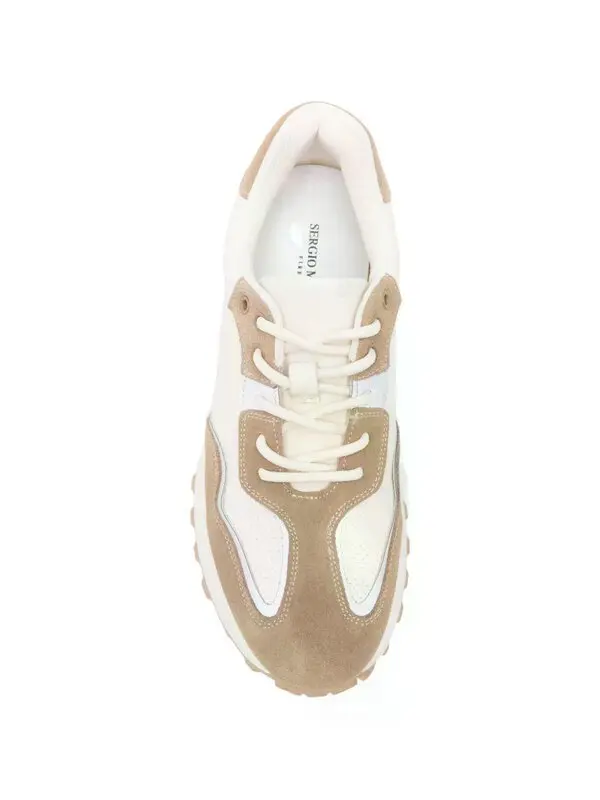 SERGIO MORETTI FIRENZE Perforated Suede Panel Sneakers - Neutrals