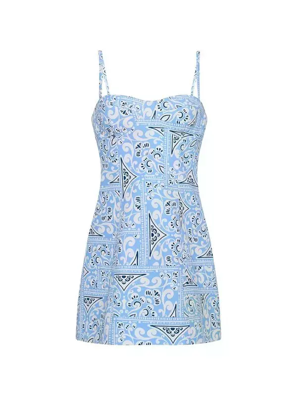 Cara Cara Claudine Heart-tile Mini Dress - Blue