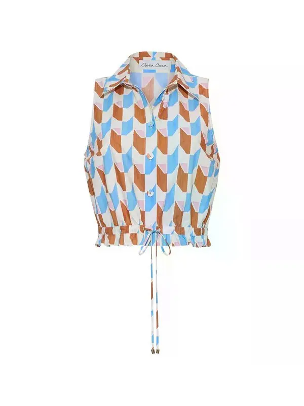 Cara Cara Hannah Geometric-print Cropped Top