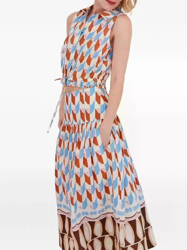 Cara Cara Hannah Geometric-print Cropped Top