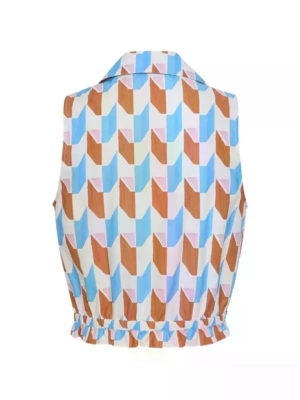 Cara Cara Hannah Geometric-print Cropped Top