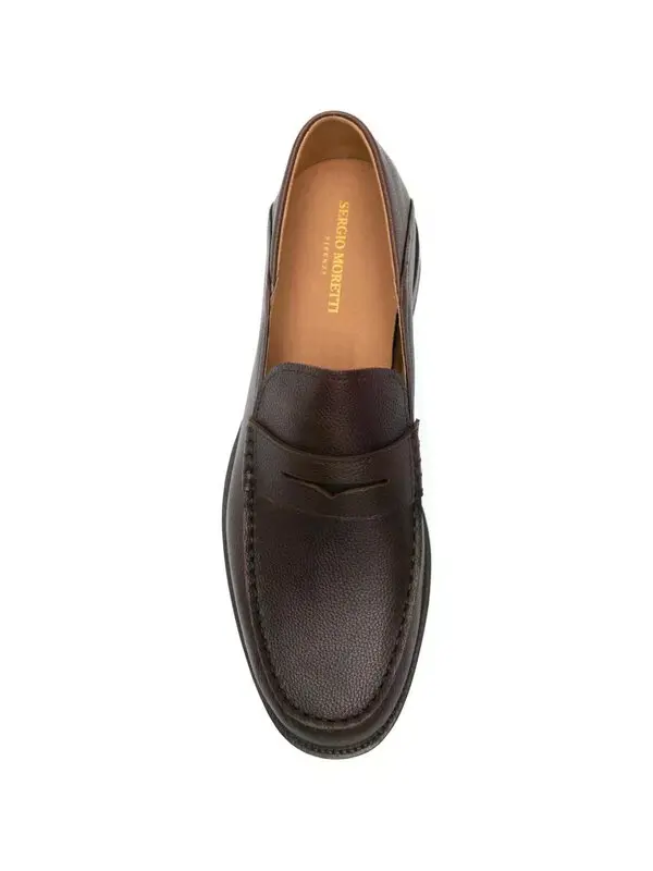SERGIO MORETTI FIRENZE Pebbled Leather Penny Loafers