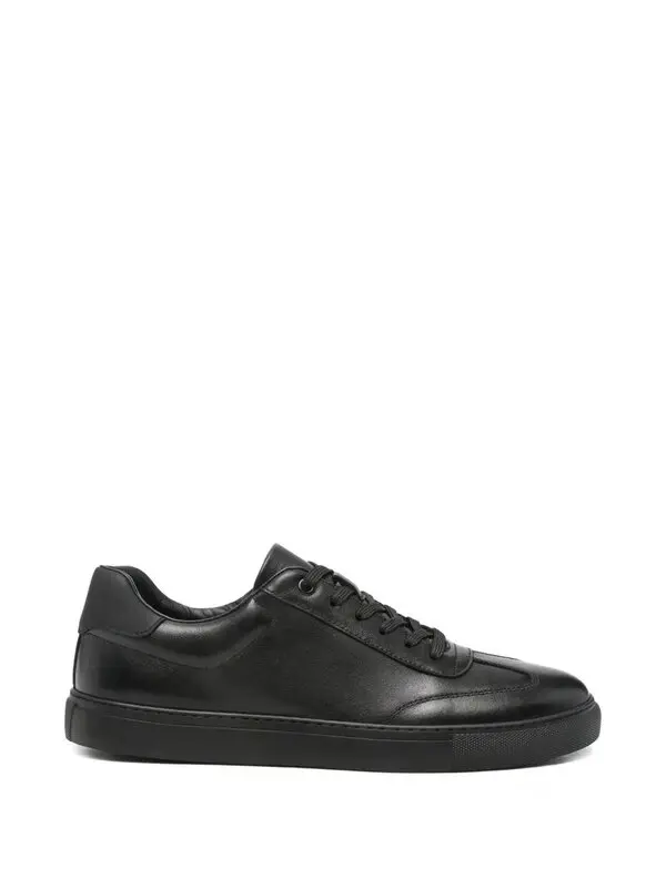 SERGIO MORETTI FIRENZE Panelled Leather Lace-up Sneakers - Black