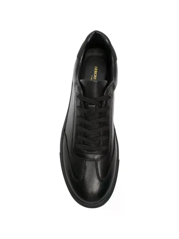 SERGIO MORETTI FIRENZE Panelled Leather Lace-up Sneakers - Black